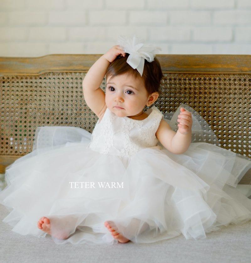 Teter Warm Baby Girl Baptism Off White Dress BS01 — Goldtex